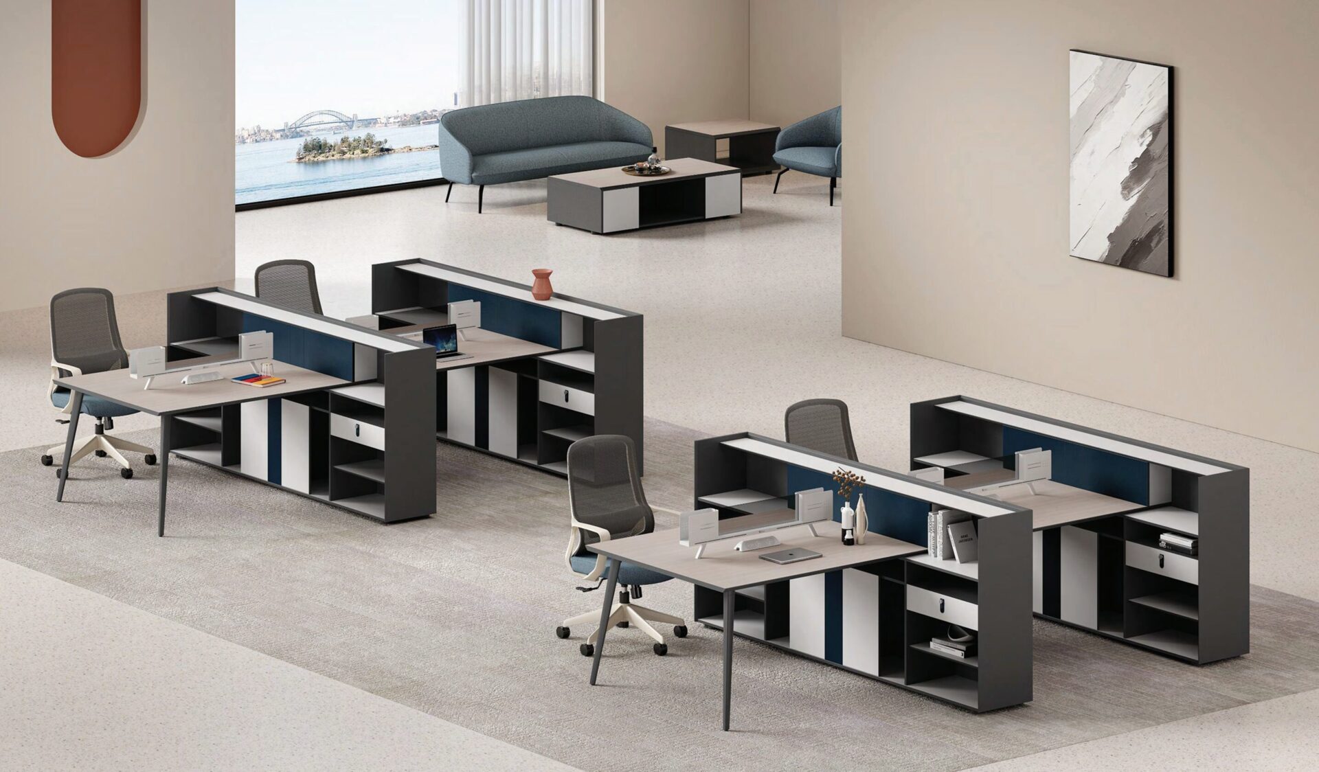 FH-WS-OD012 Modern Luxury Premium Office Workstation with Storage ...